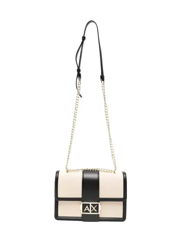 Armani Exchange Logo-plaque Panelled Crossbody Bag - Neutrals