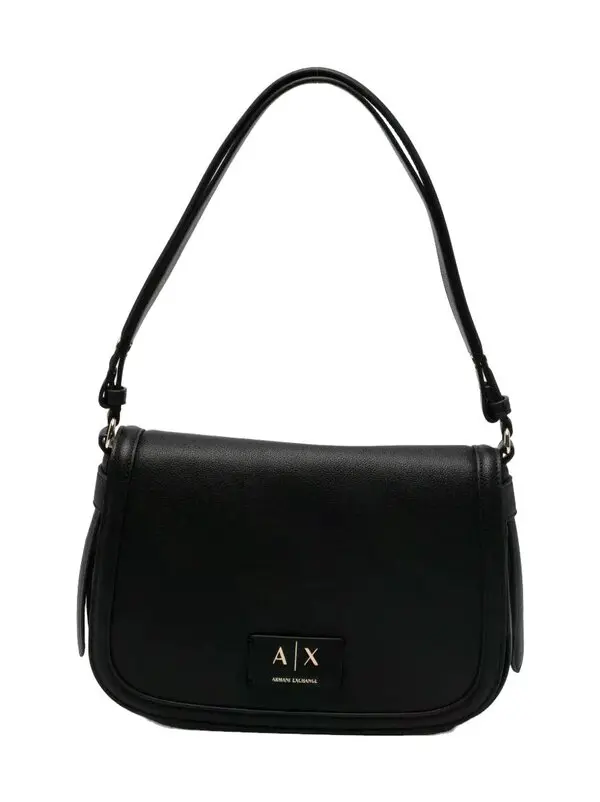 Armani Exchange Logo-plaque Leather Shoulder Bag - Black