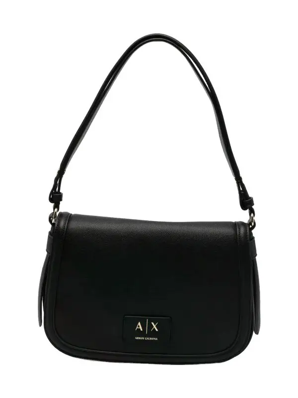 Armani Exchange Logo-plaque Leather Shoulder Bag - Black