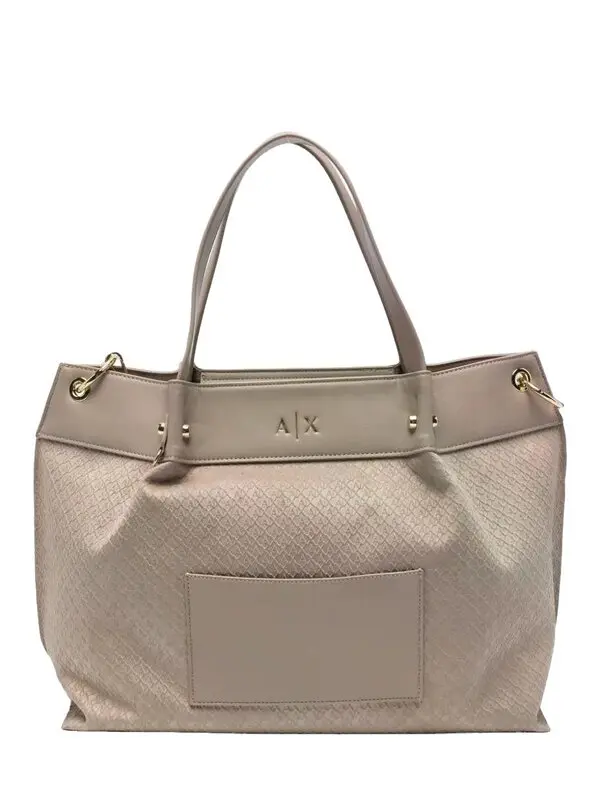Armani Exchange Monogram-embossed Leather Tote Bag - Neutrals