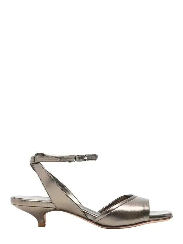 LORENA PAGGI Metallic-leather Kitten Heel Sandals - Grey