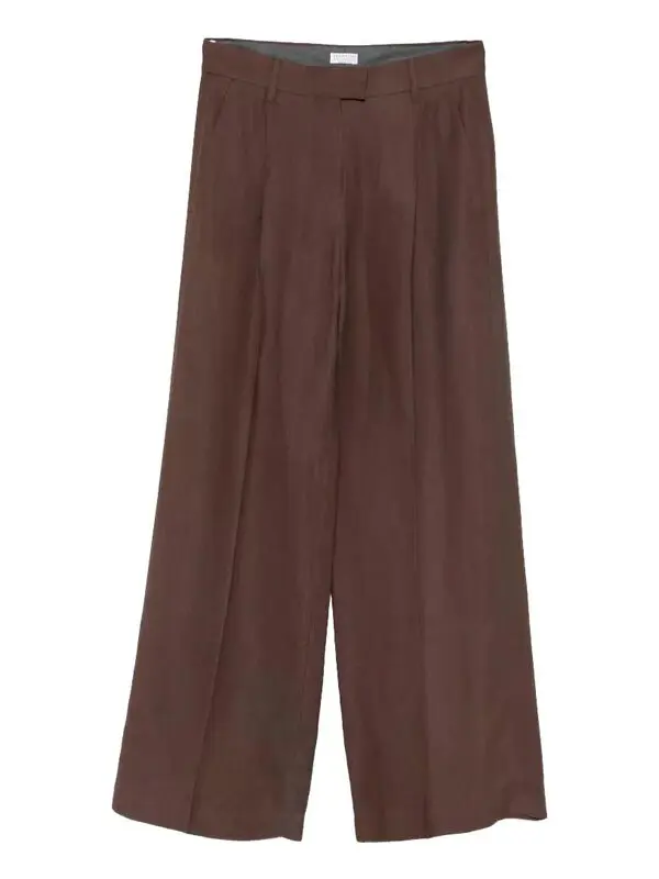 Brunello Cucinelli Pleated Wide Leg Trousers - Brown