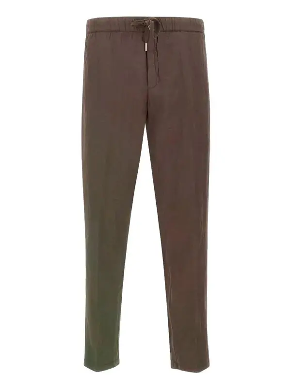 PERFECTION Linen Tapered Trousers - Brown