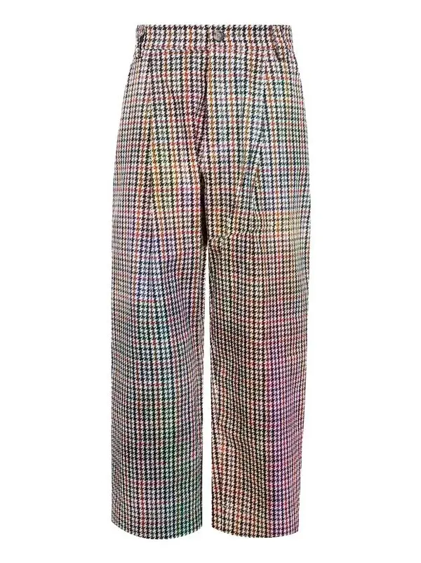 PIERRE-LOUIS MASCIA Houndstooth-pattern Pleated Trousers - White