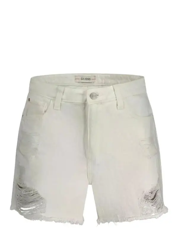Guess Distressed Frayed Mini Shorts - White