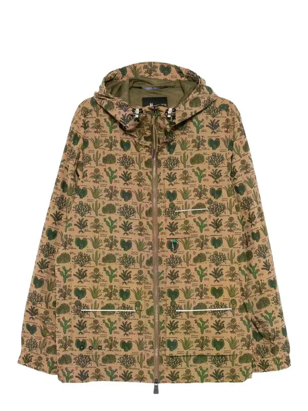 Moncler Logo-patched Graphic-print Jacket - Brown