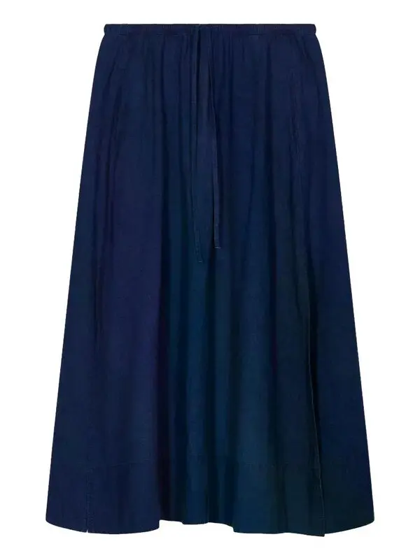 Closed Gathered Slit Maxi Skirt - Blue
