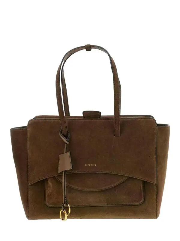 HIDESINS Flap Suede Tote Bag - Brown