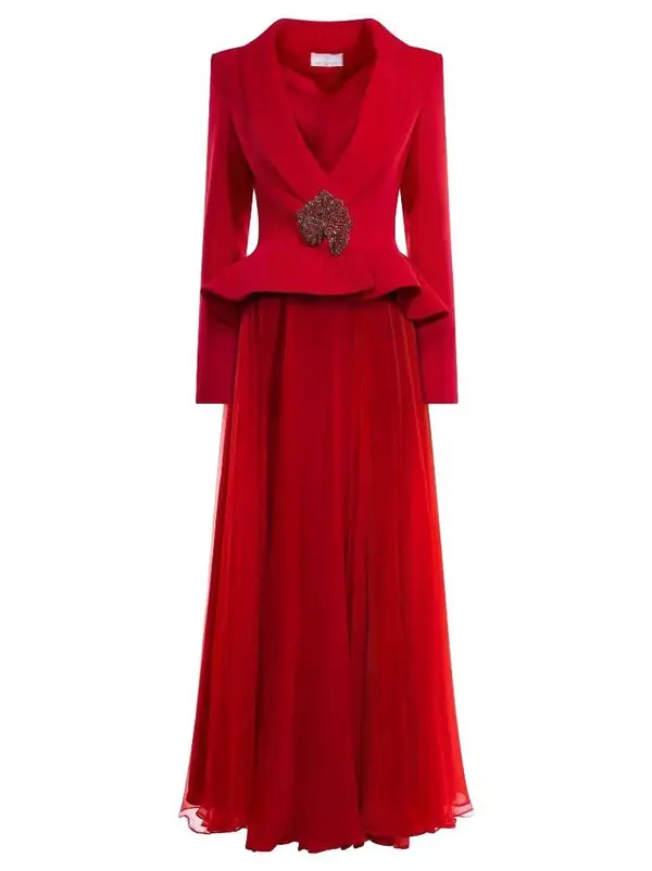 ARAFTU Crystal-embellished Peplum Gown - Red