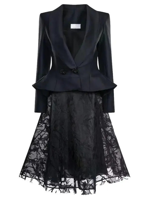 ARAFTU Lace-patterned Peplum Gown - Black