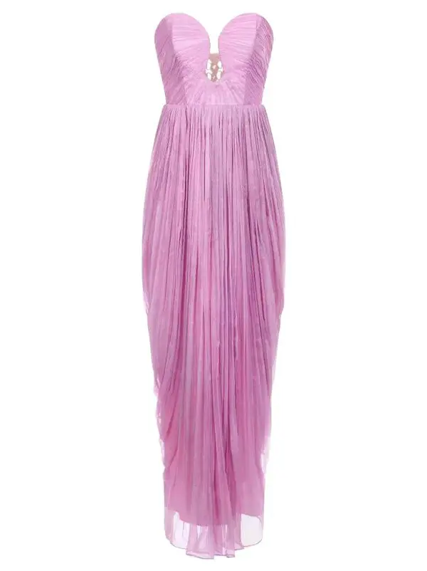 ARAFTU Plissé-effect Strapless Dress - Pink