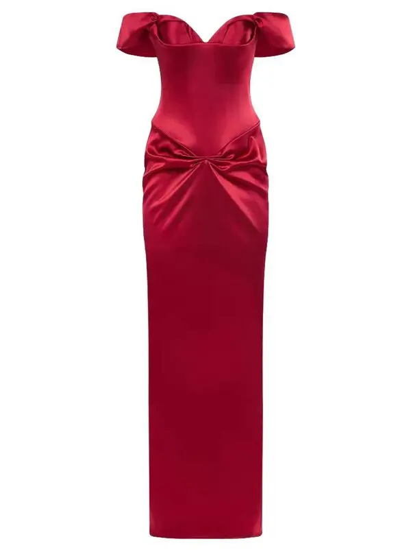 ARAFTU Off-the-shoulder Gathered Gown - Red