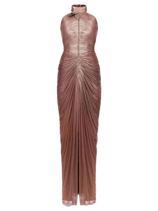 ARAFTU Crystal-embellished Ruched Gown - Pink