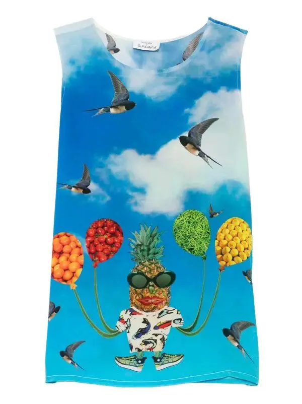 The Artistylist Graphic-print Sleeveless Top - Blue