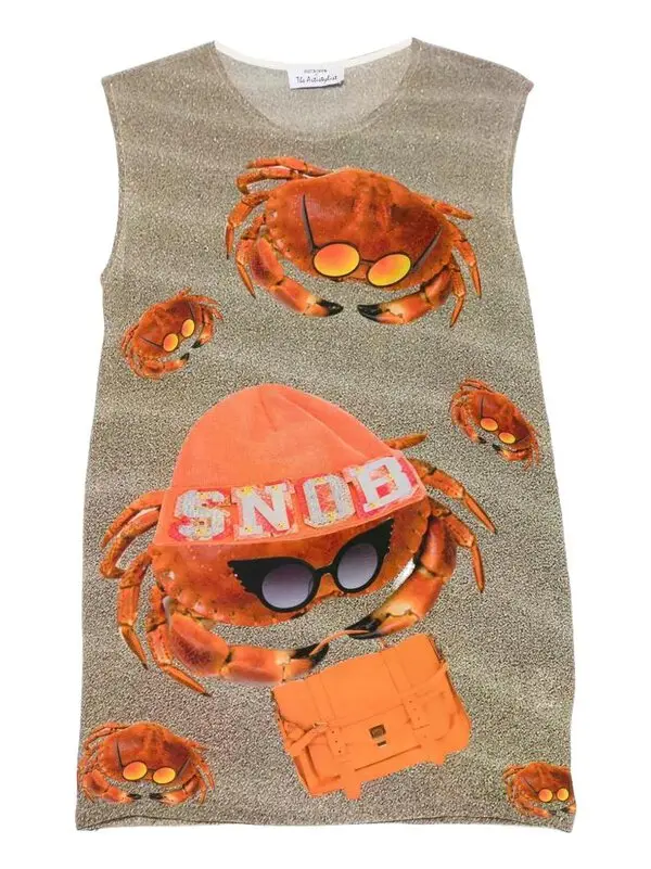 The Artistylist Crab-print Glitter-finish Top - Neutrals