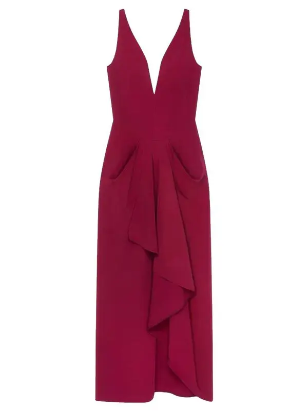 Givenchy Draped Ruffled Dress - Red