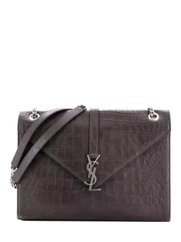Saint Laurent Classic Monogram Envelope Satchel - Brown