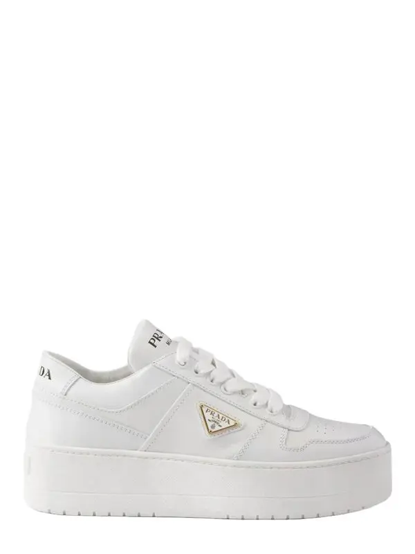 Prada Downtown Bold Leather Sneakers - White