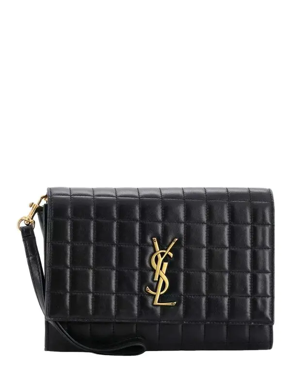 Saint Laurent Monogram Square Quilted Flap Pouch - Black
