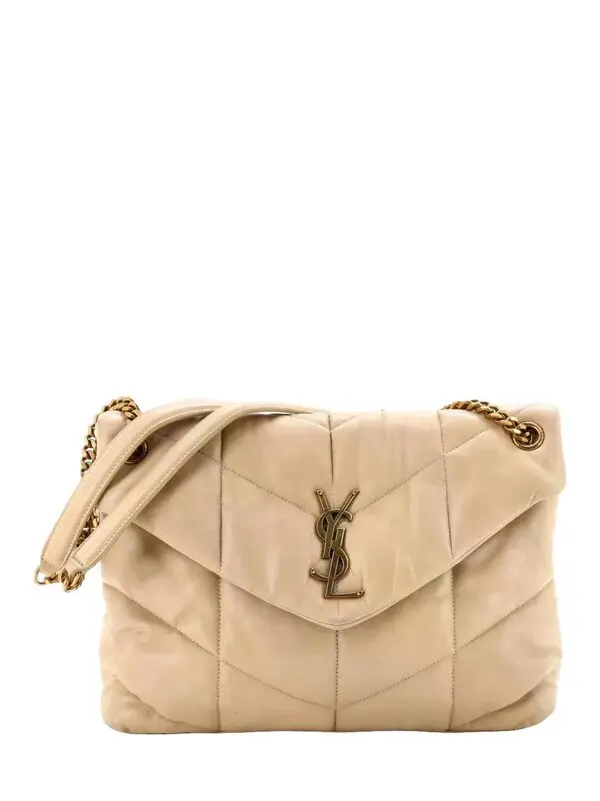 Saint Laurent Loulou Puffer Quilted Leather Medium Shoulder Bag - Neutrals