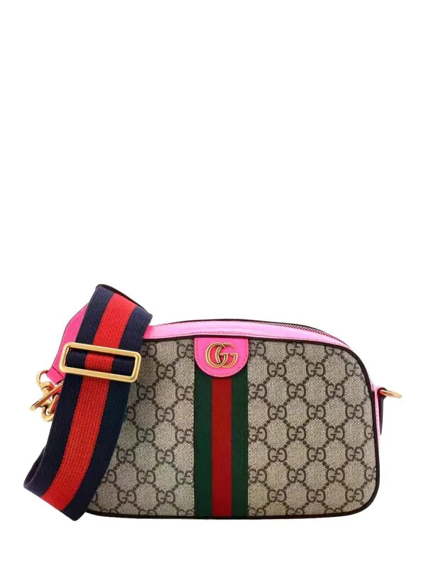 Gucci Ophidia Convertible Camera Bag Gg Coated Canvas - Pink