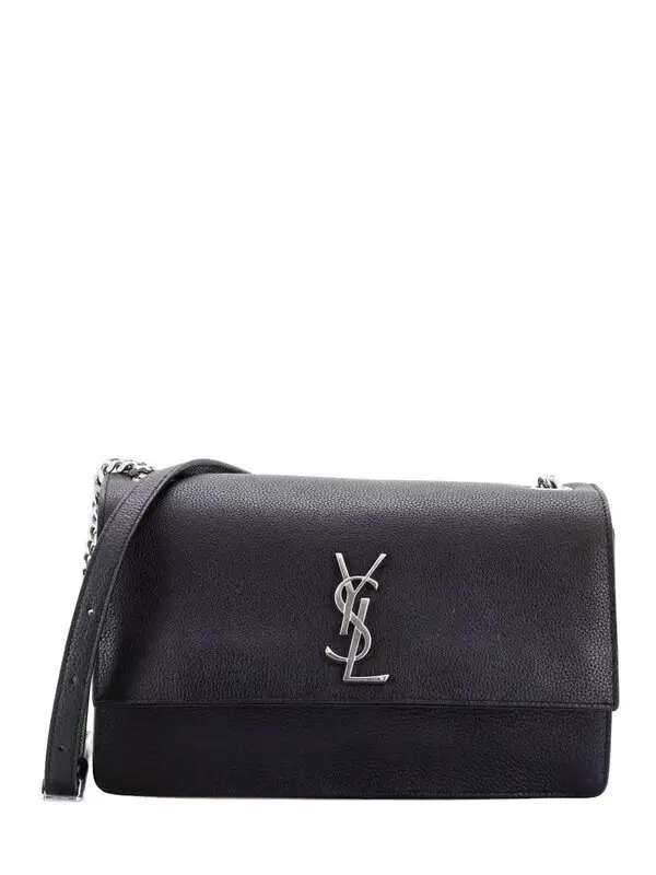 Saint Laurent Sunset Leather Medium Shoulder Bag - Black