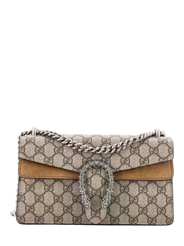Gucci Dionysus Gg Coated Canvas Small Shoulder Bag With Crystal Embellishments - Brown