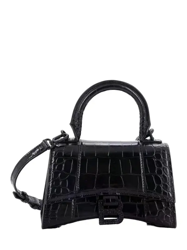 Balenciaga Hourglass Top Handle Xs Satchel - Black