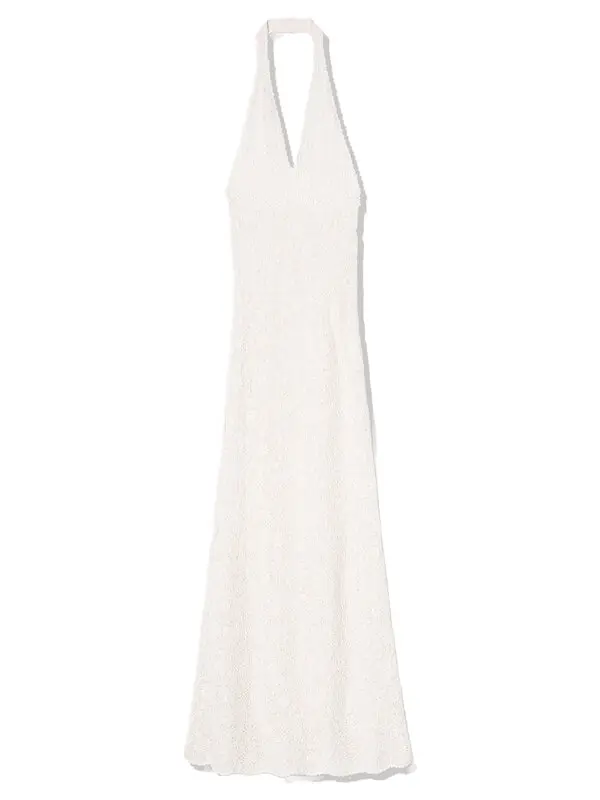 NILI LOTAN Eddie Knit Halter Maxi Dress - Ivory