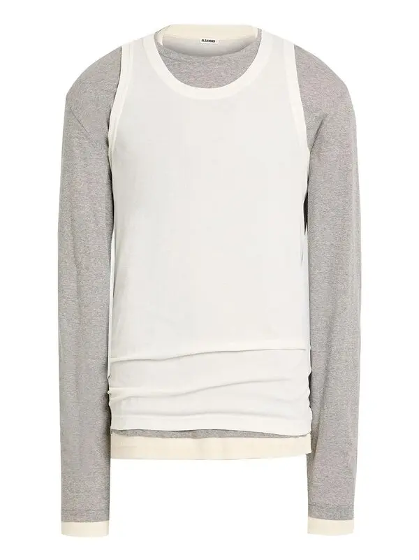 JIL SANDER Layered Cottonjersey Tshirt - Gray