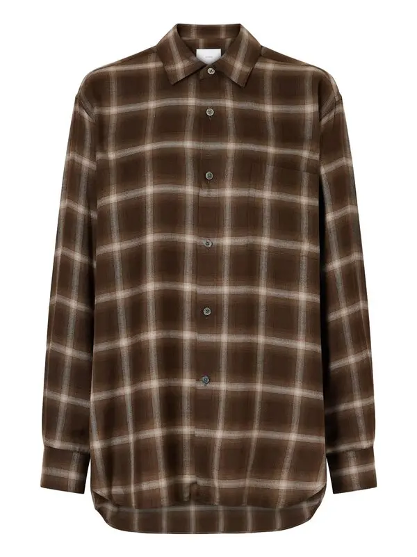 SSSTEIN Checked Lyocell-blend Gauze Shirt - Brown