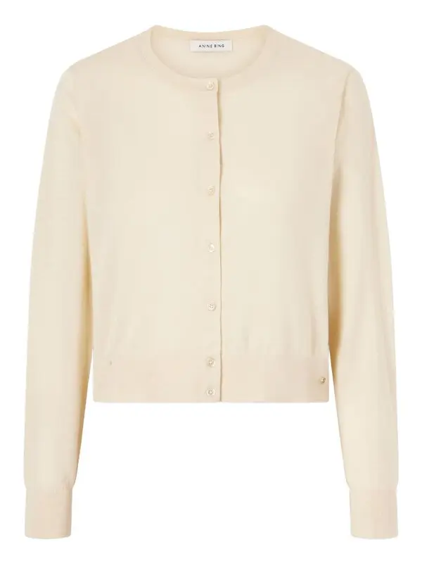 ANINE BING Moni Wool And Cashmere-blend Cardigan - Neutrals