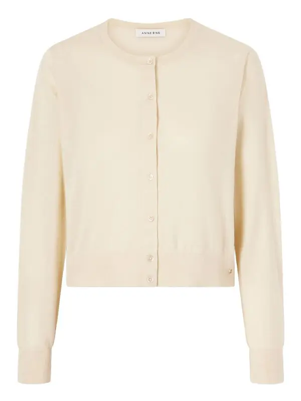 ANINE BING Moni Wool And Cashmere-blend Cardigan - Neutrals