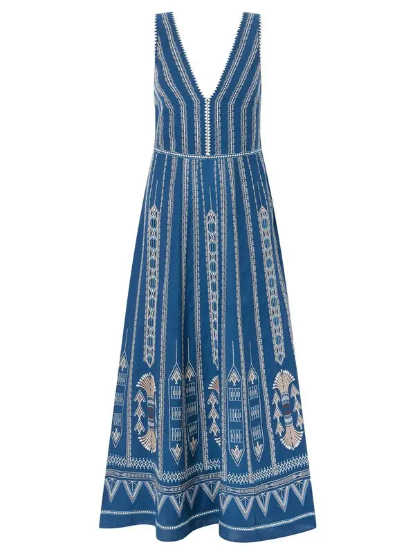 EMPORIO SIRENUSE Nellie Embroidered Maxi Dress - Blue