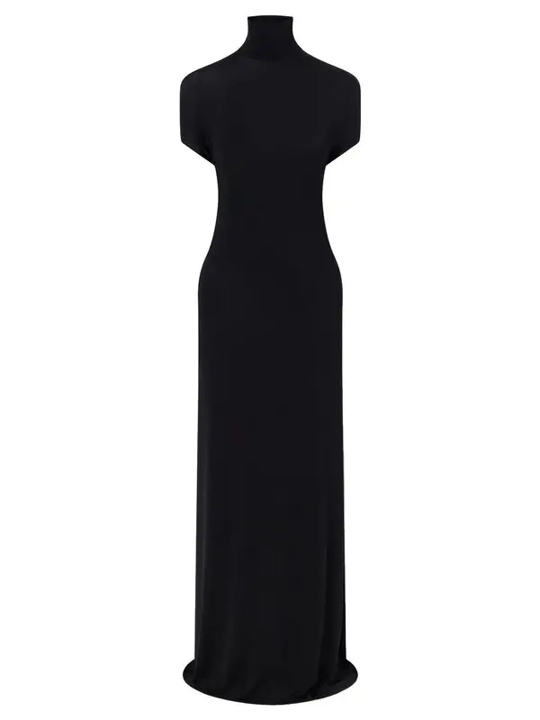 COLLEEN ALLEN Open-back Jersey Turtleneck Gown - Black