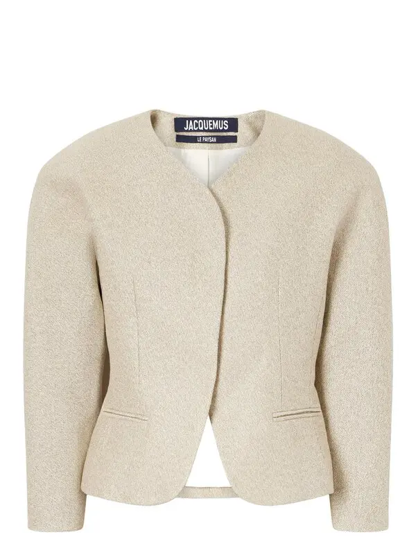 Jacquemus La Petite Veste Ovalo Cotton And Linen-blend Blazer - Neutrals