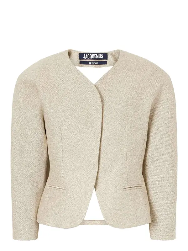 Jacquemus La Petite Veste Ovalo Cotton And Linen-blend Blazer - Off-white