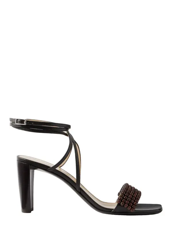 LEMAIRE Beaded Leather Sandals - Brown