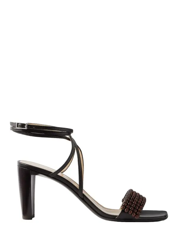 LEMAIRE Beaded Leather Sandals - Dark Brown