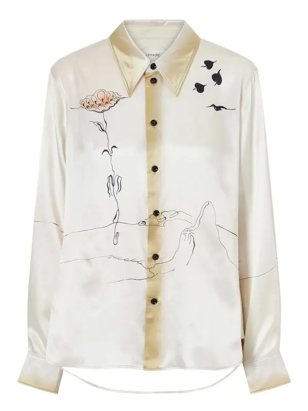 LEMAIRE Printed Silk-satin Shirt - Neutrals