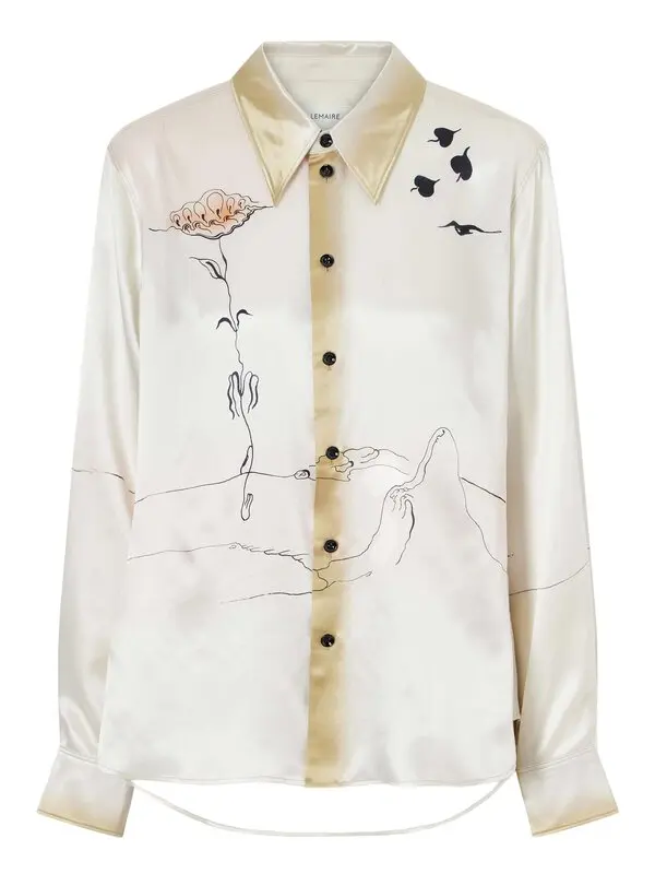 LEMAIRE Printed Silk-satin Shirt - Off-white