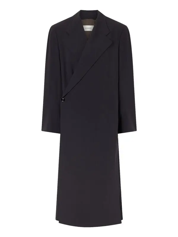 LEMAIRE Wool-crepe Wrap-over Coat - Black