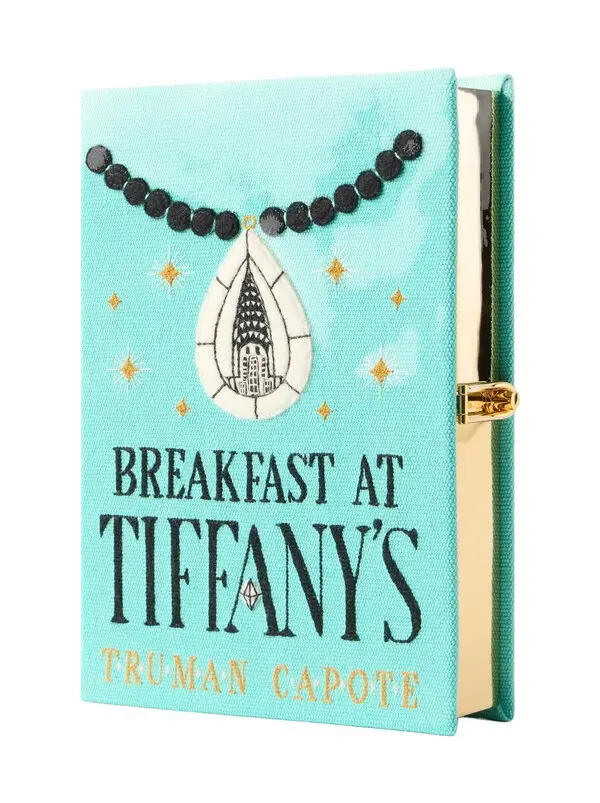 OLYMPIA LE-TAN Breakfast At Tiffany's Appliquéd Embroidered Canvas Clutch - Blue