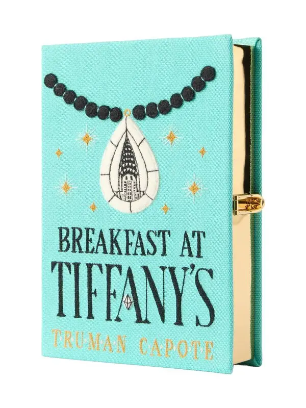 OLYMPIA LE-TAN Breakfast At Tiffany's Appliquéd Embroidered Canvas Clutch - Blue