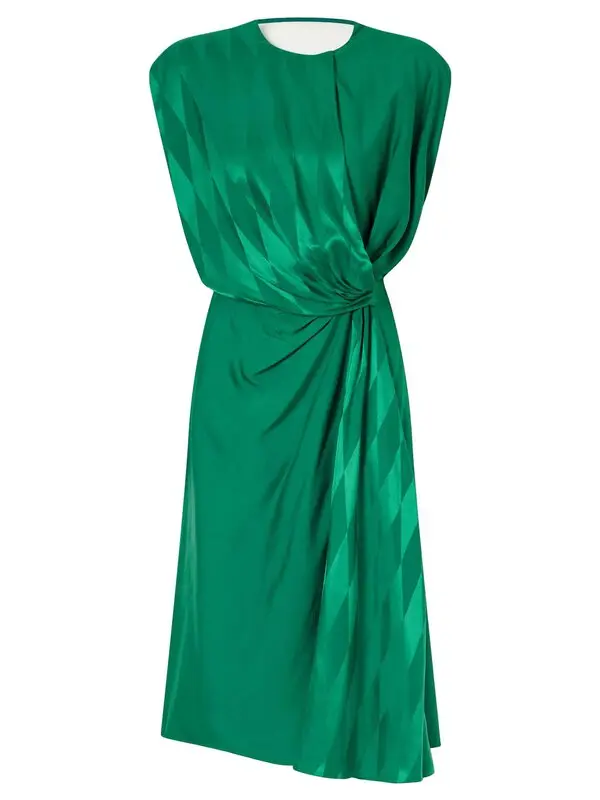 Versace Rhombuses Printed Jacquard-satin Midi Dress - Emerald