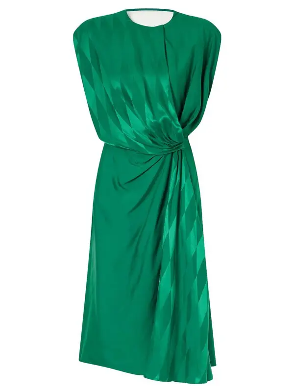 Versace Rhombuses Printed Jacquard-satin Midi Dress - Green