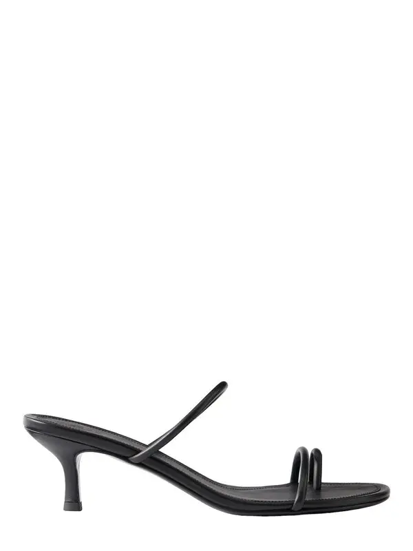 ST. AGNI Leather Kitten Heel Sandals - Black