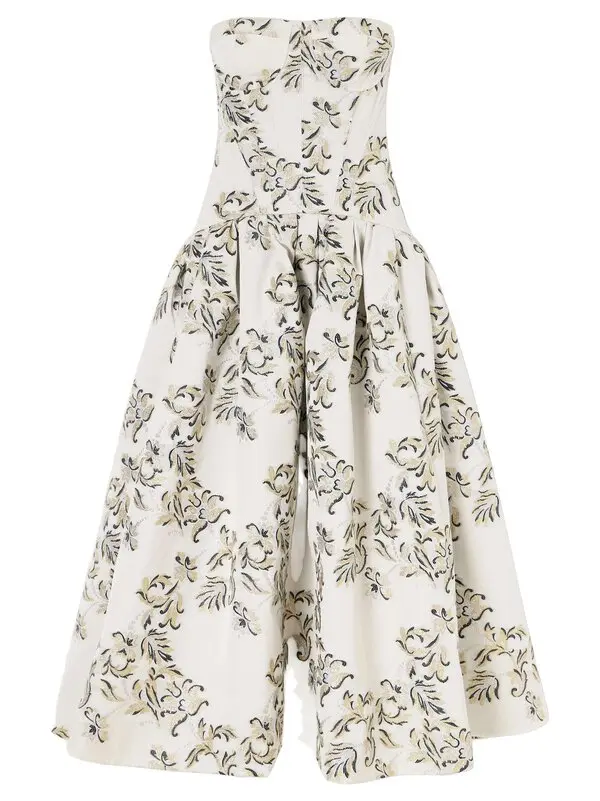 Carolina Herrera Strapless Metallic Floral-jacquard Gown - Ivory