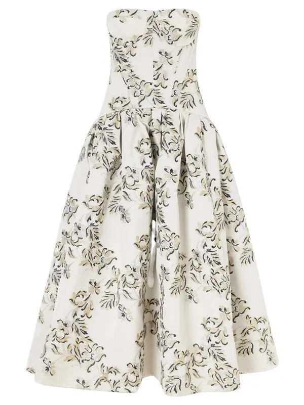 Carolina Herrera Strapless Metallic Floral-jacquard Gown - Neutrals