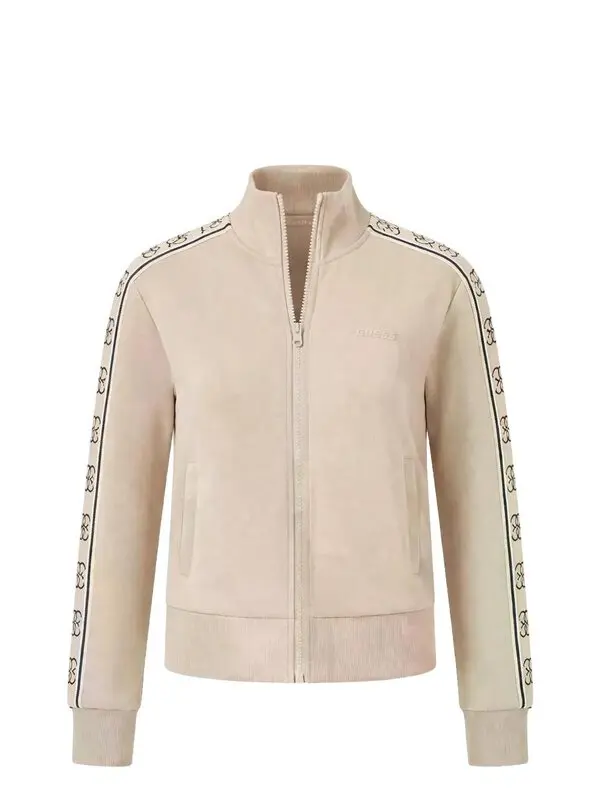 Guess Logo-tape Zip-up Sweatshirt - Neutrals